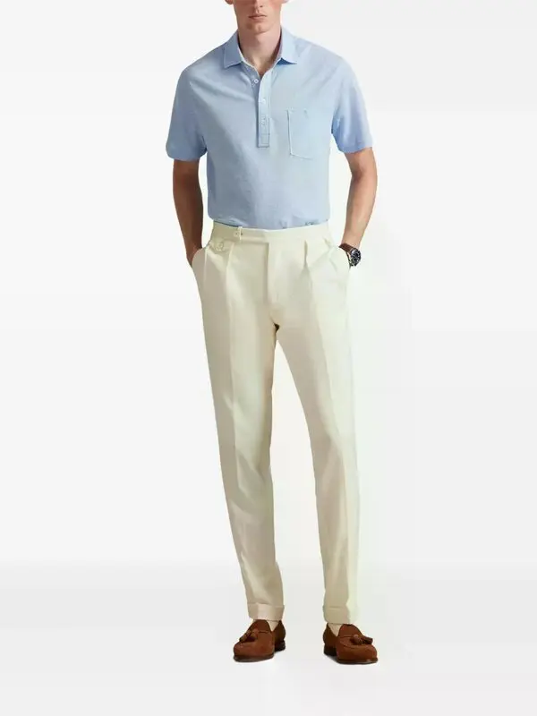 Polo Ralph Lauren Piqué Chest-pocket Linen Polo Shirt - Blue