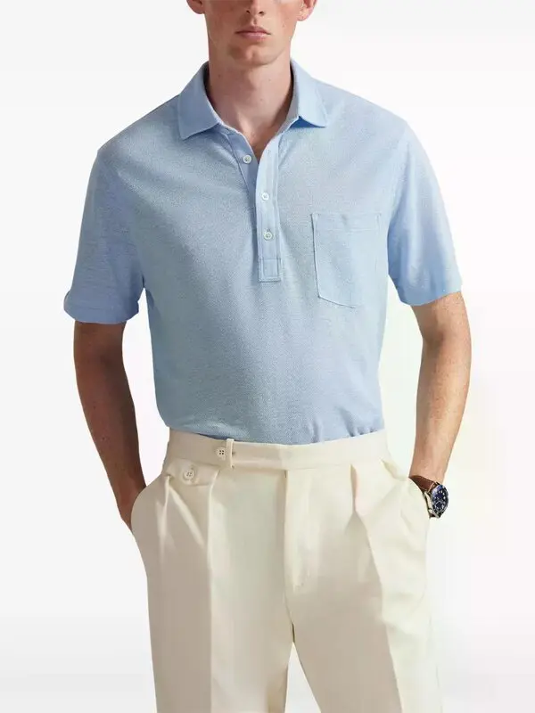 Polo Ralph Lauren Piqué Chest-pocket Linen Polo Shirt - Blue
