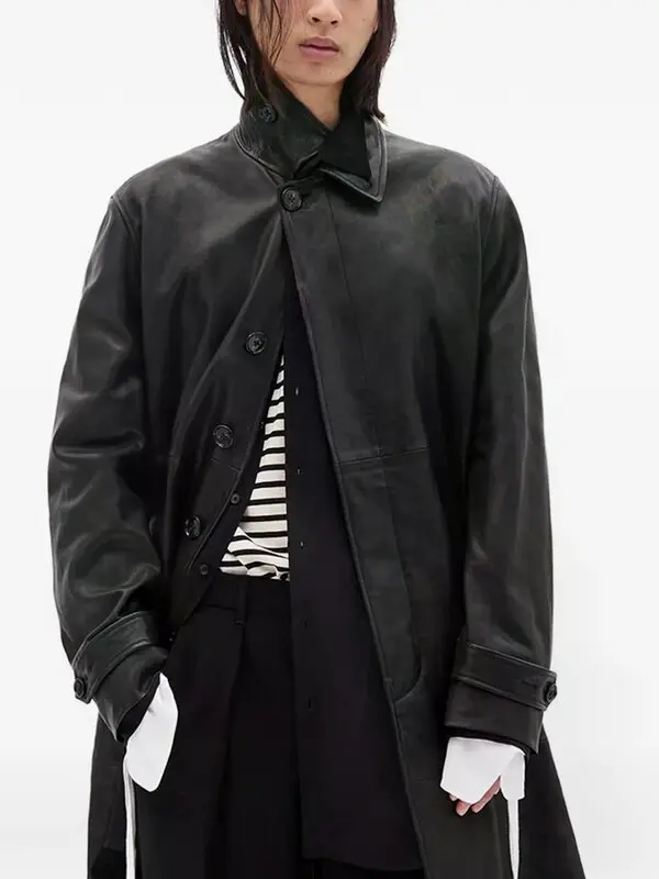 ANN DEMEULEMEESTER Leather Single-breasted Coat