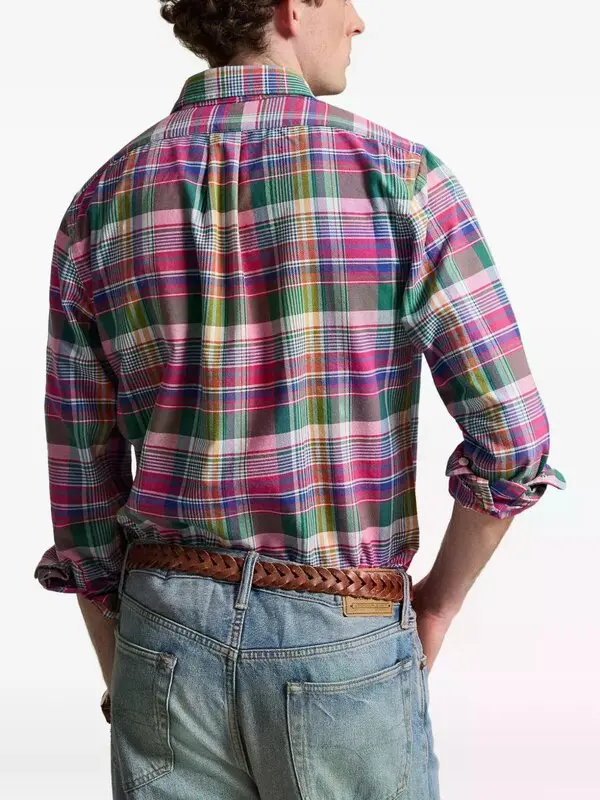 Polo Ralph Lauren Plaid-pattern Embroidered-logo Shirt - Pink
