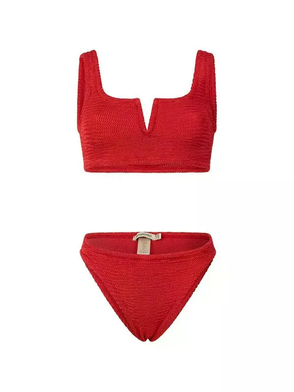PARAMIDONNA Serena Textured V-neck Bikini - Red