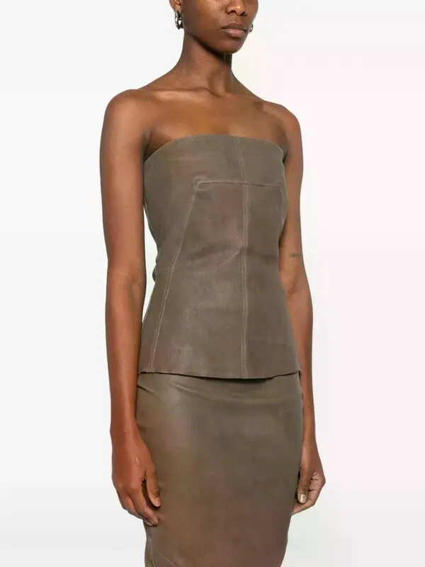 Rick Owens Leather Strapless Top