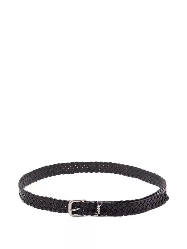 Saint Laurent Braided Leather Belt - Black