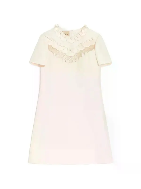 Valentino Garavani Embroidered Crepe Couture Short Dress - White