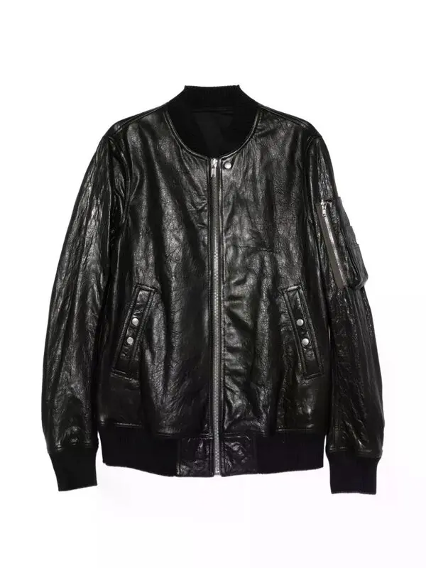 Rick Owens Classic Leather Flight Bomber Jacket - Black