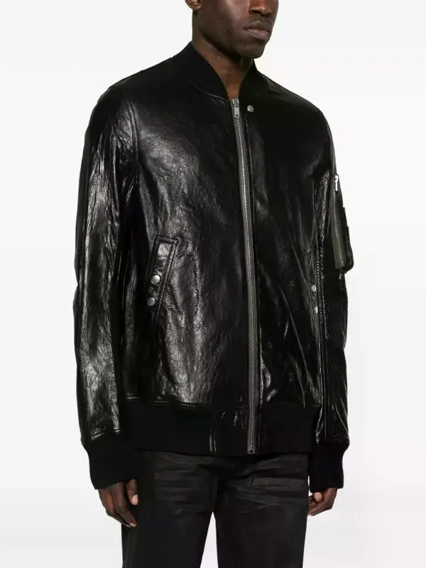 Rick Owens Classic Leather Flight Bomber Jacket - Black