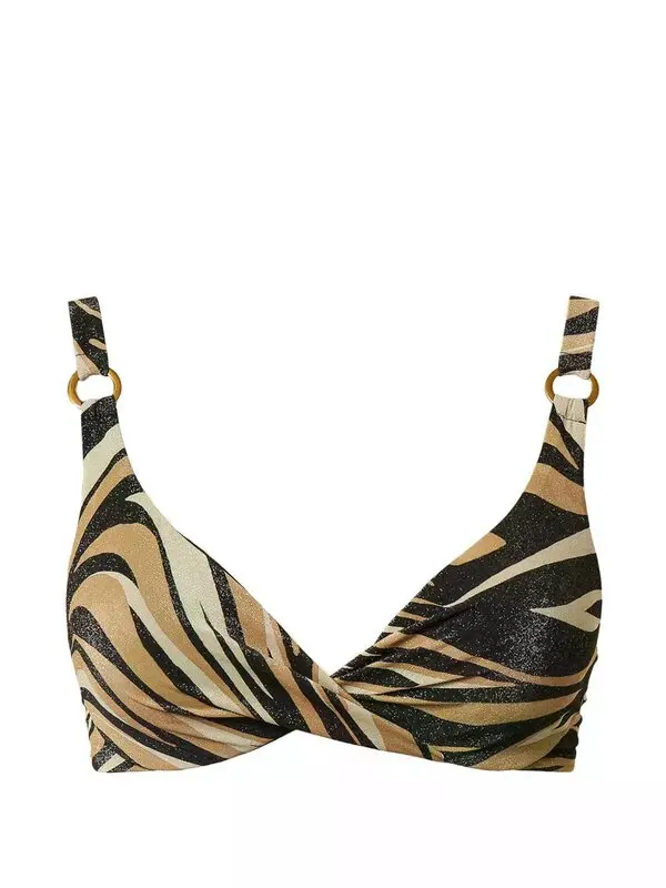 TWINSET Zebra-print Underwired Bikini Top - Black