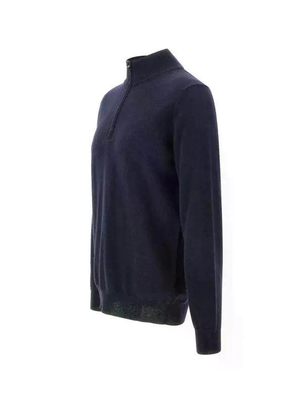 KANGRA Half-zip Stand-up Collar Sweater - Blue