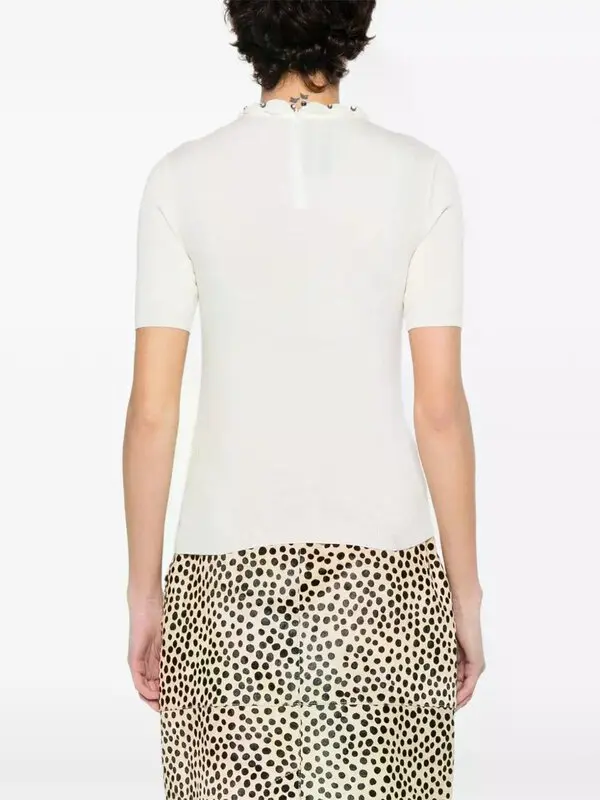 Valentino Garavani Embellished Scalloped Virgin Wool Blouse