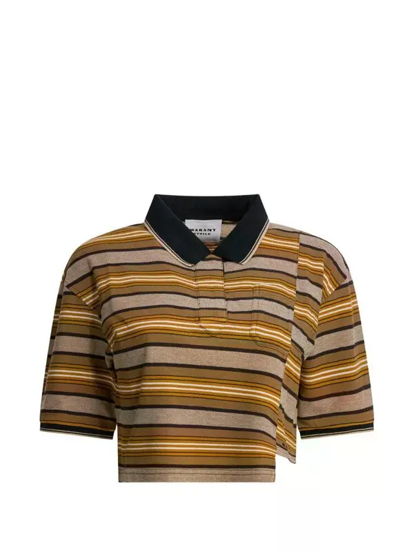 MARANT ETOILE Striped Polo Top - Neutrals