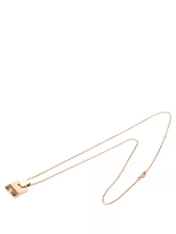 Hermès Gold Plated And Enamel Eileen Pendant Necklace - Pink