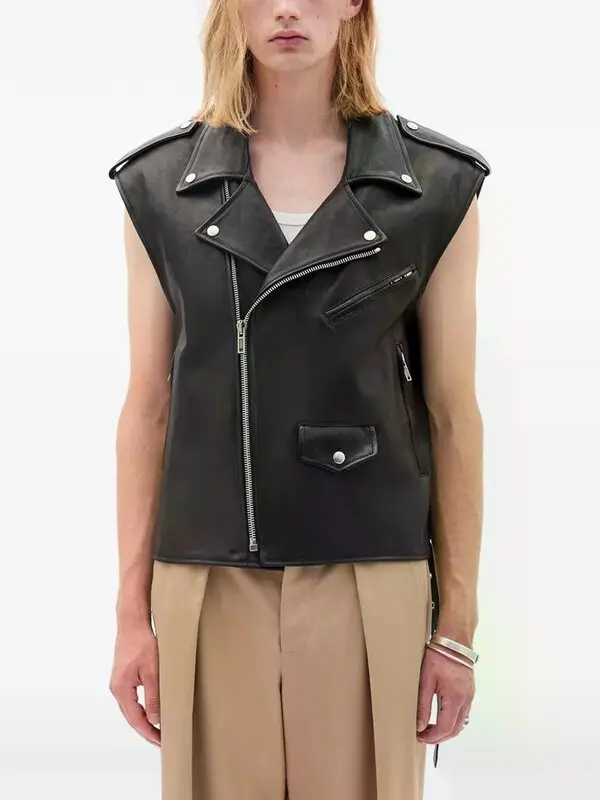 ANN DEMEULEMEESTER Sleeveless Leather Biker Jacket
