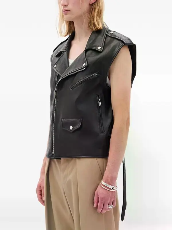 ANN DEMEULEMEESTER Sleeveless Leather Biker Jacket