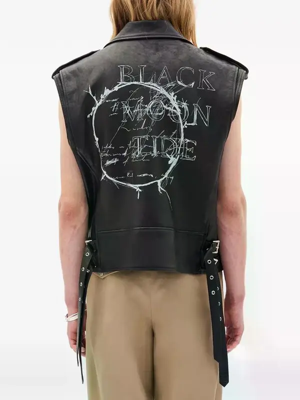 ANN DEMEULEMEESTER Sleeveless Leather Biker Jacket