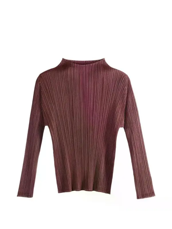 Issey Miyake Pleated Long-sleeve Top - Red