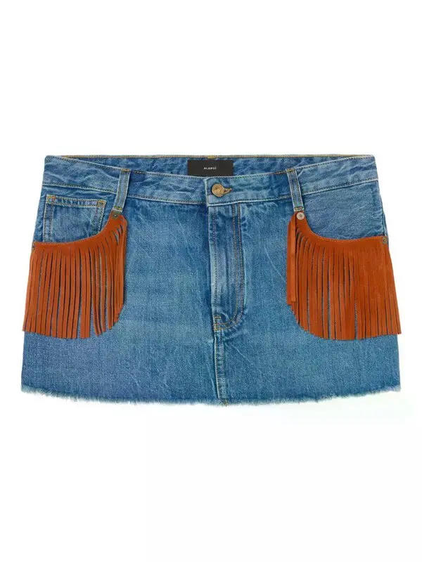 Alanui Fringed-detail Mini Denim Skirt