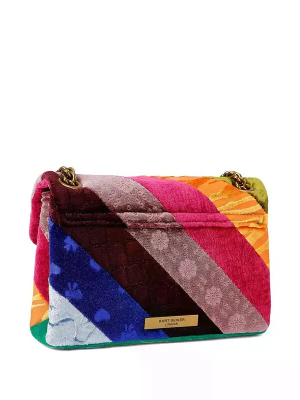 Kurt Geiger Mini Kensington Striped Crossbody Bag With Crystal Eagle Head - Blue