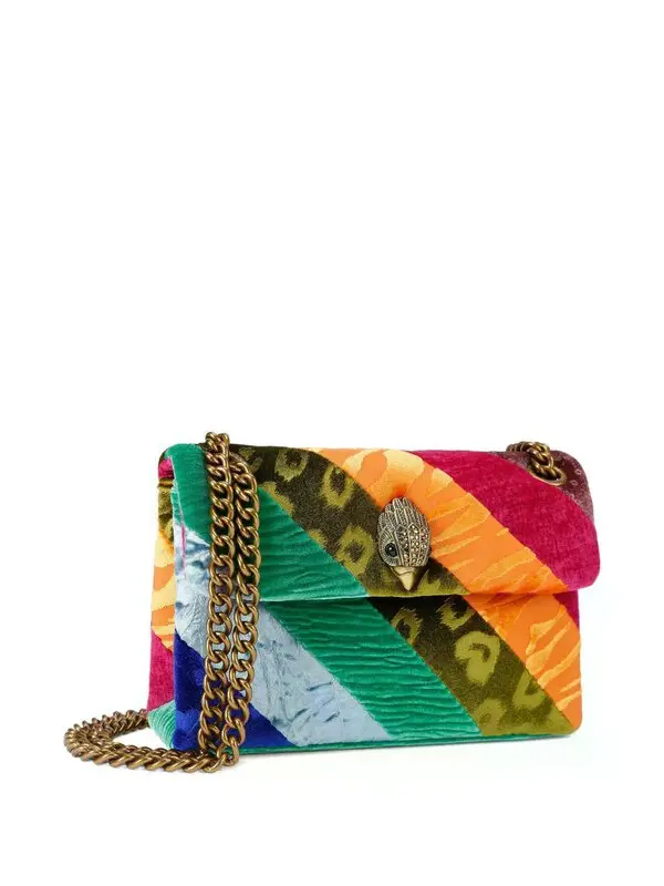 Kurt Geiger Mini Kensington Striped Crossbody Bag With Crystal Eagle Head - Blue