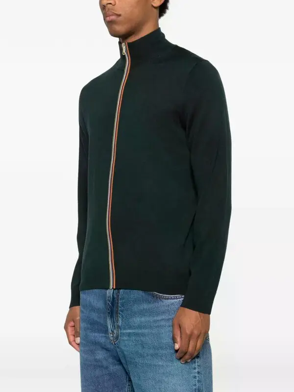Paul Smith Signature Stripe Zip-through Cardigan - Green