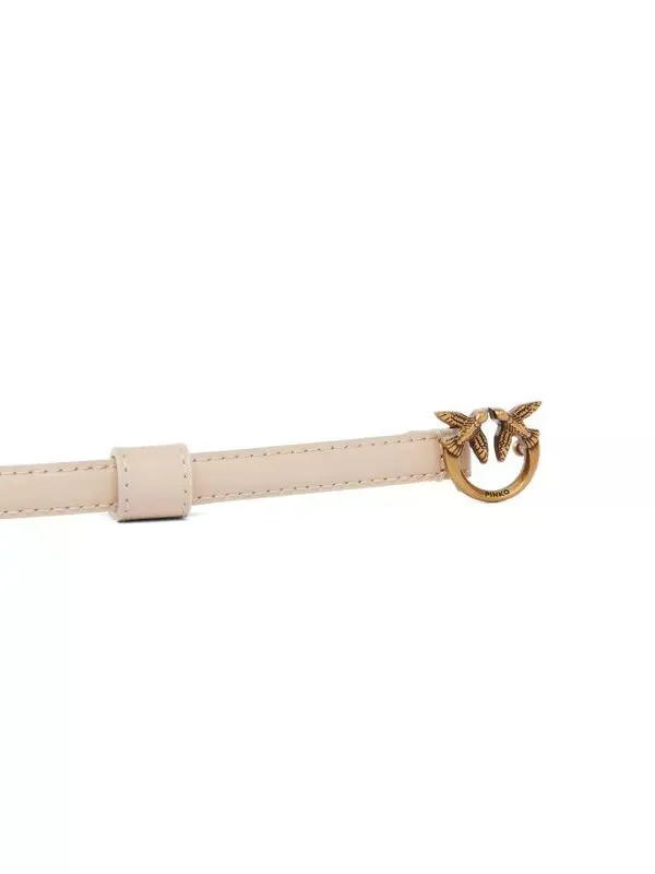 Pinko Love Birds Buckle Skinny Belt - Neutrals