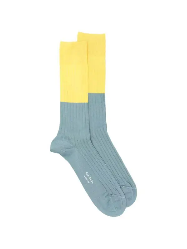 Paul Smith Ribbed Color-block Socks - Blue