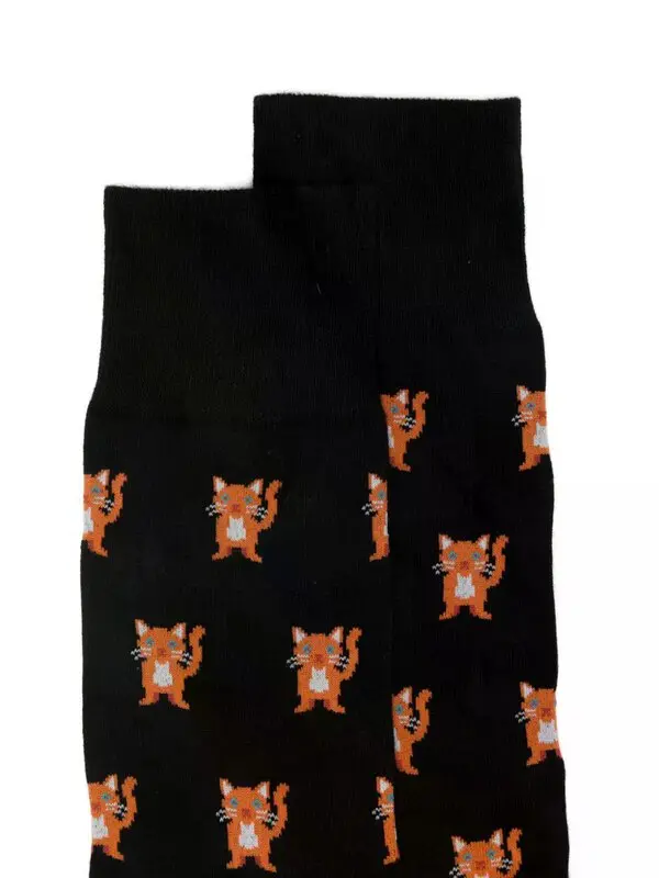 Paul Smith Miro Cat-print Socks - Black