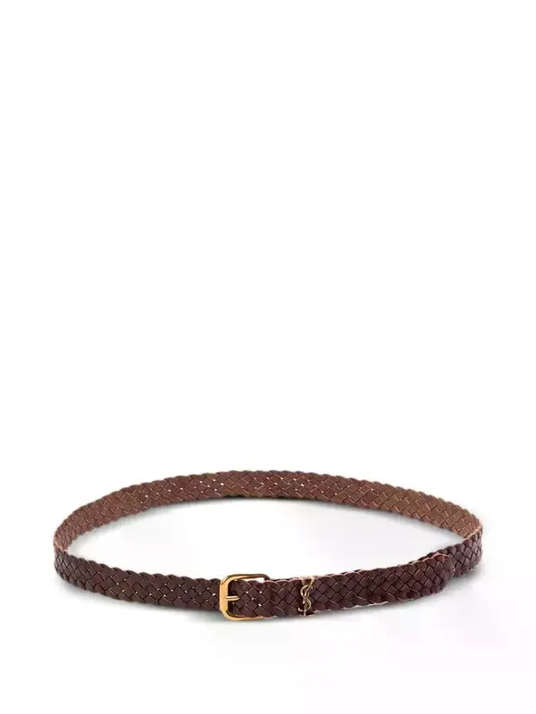 Saint Laurent Braided Leather Belt - Brown