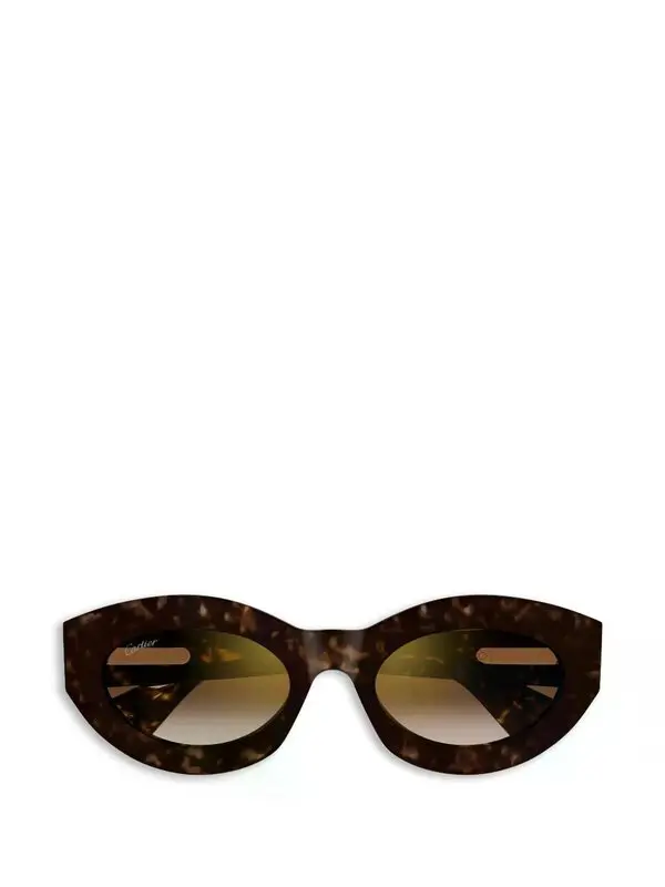 CARTIER Leopard-detail Sunglasses - Brown