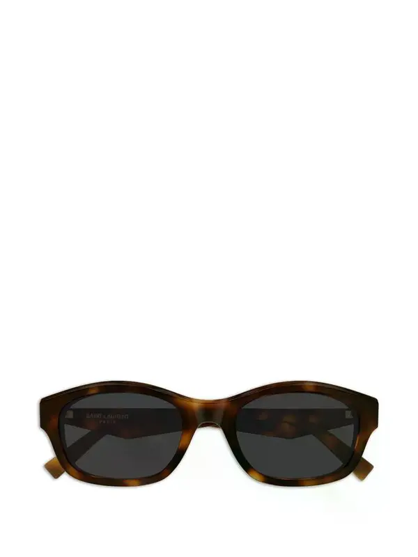 Saint Laurent Geometric-frame Tortoiseshell Sunglasses - Brown
