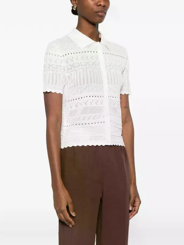 ERMANNO FIRENZE Openwork Knit Polo Top