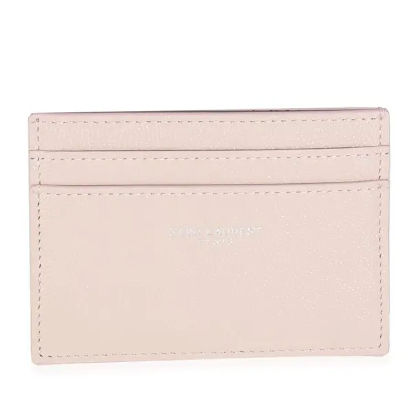 Saint Laurent Light Grain De Poudre Credit Card Case - Pink