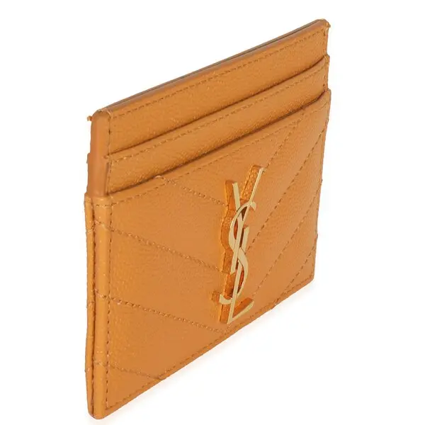 Saint Laurent Senape Grain De Poudre Matelasse Cassandre Card Case