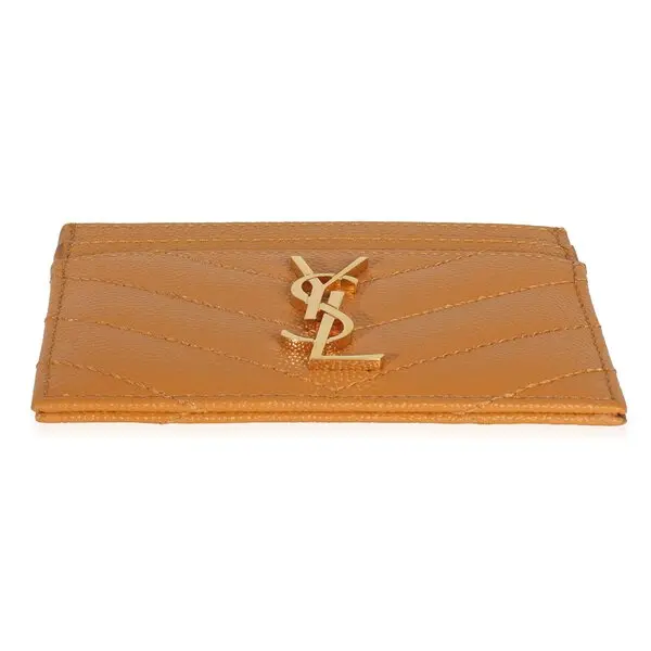 Saint Laurent Senape Grain De Poudre Matelasse Cassandre Card Case