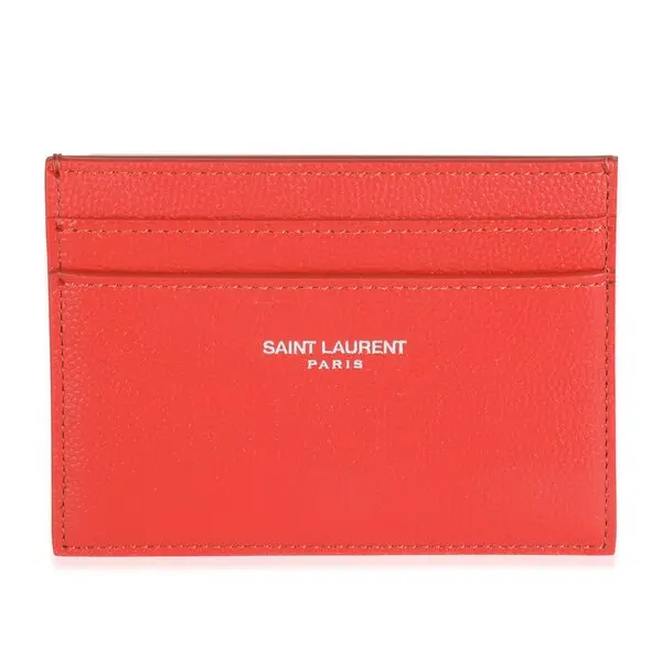Saint Laurent Grain De Poudre Credit Card Case - Red