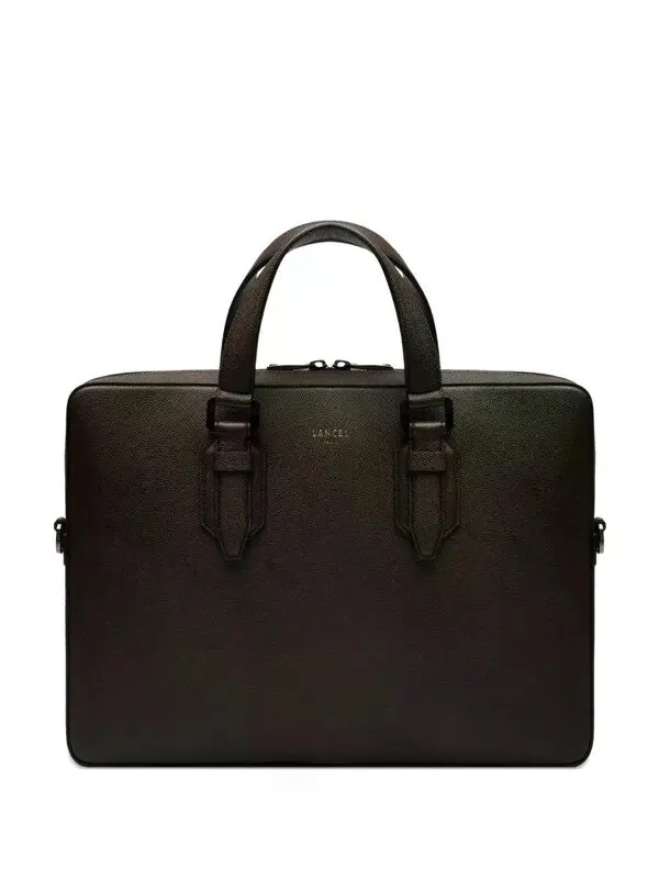LANCEL Textured Leather Briefcase - Brown