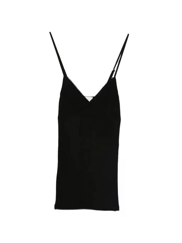 FORTE_FORTE Scalloped-trim Top - Black