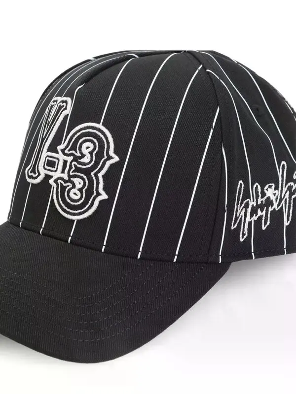 Y3 Logo-appliqué Pinstriped Cap - Black