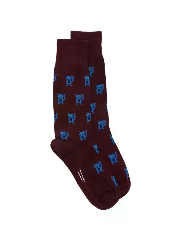 Paul Smith Miro Cat Printed Socks - Purple