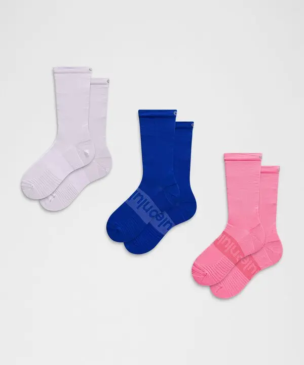 Lululemon Power Stride Crew Socks - Racer Pink/sheer Violet/riverside