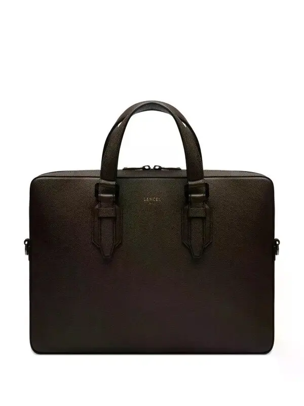 LANCEL Charlie Textured Leather Briefcase - Brown