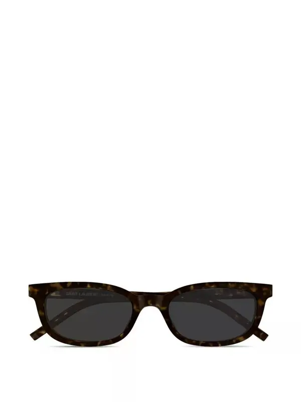 Saint Laurent Rectangle-frame Logo Sunglasses - Brown