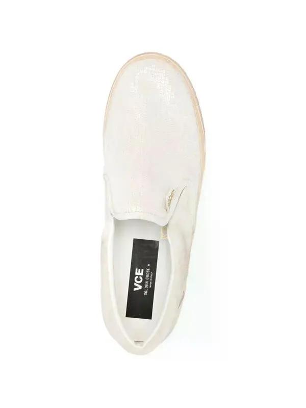 GOLDEN GOOSE Suede And Sequined Slip-on Sneakers - Neutrals