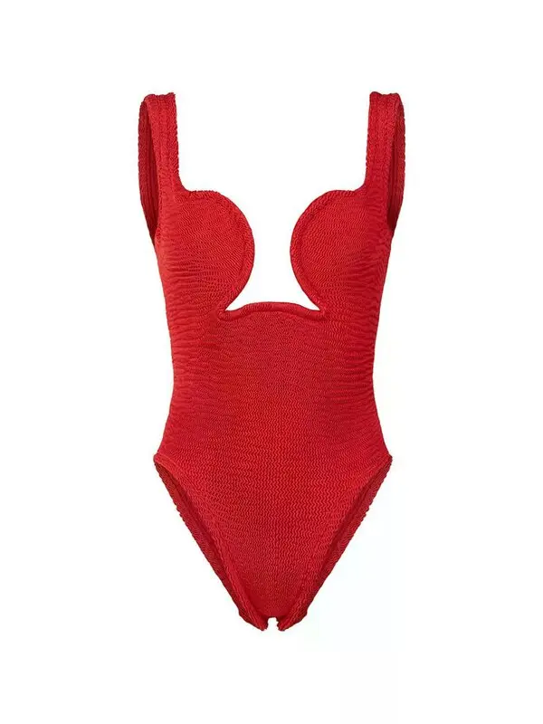 PARAMIDONNA Luisa Textured Cut-out Swimsuit - Red