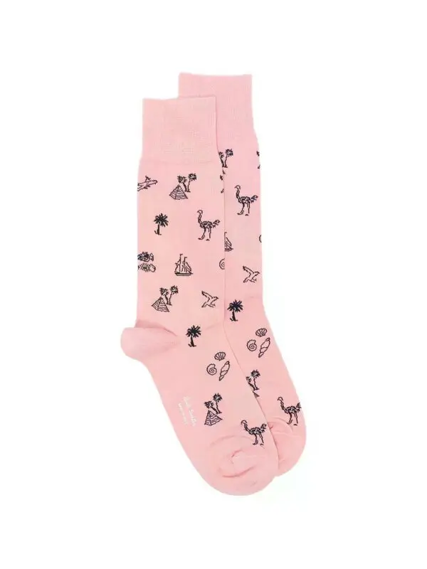 Paul Smith Patterned Ankle Socks - Pink