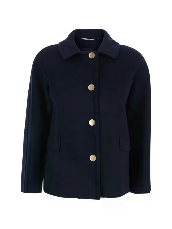 Max Mara Wool Button-up Jacket - Blue