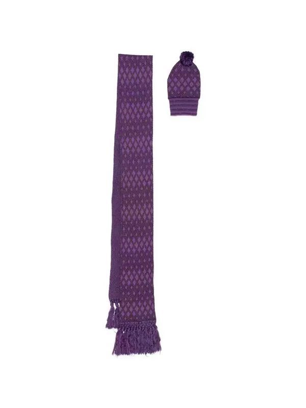 Dolce & Gabbana 2000s Wool Beanie Hat And Scarf Set - Purple