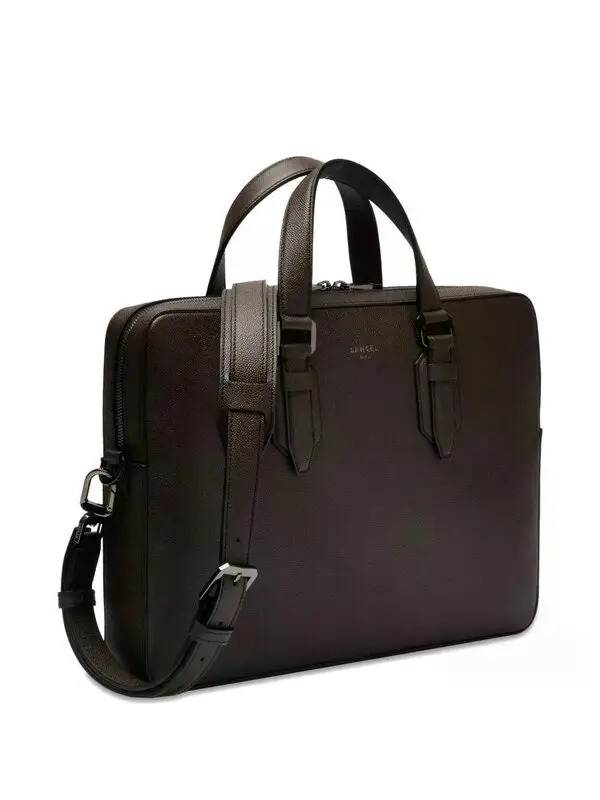 LANCEL Textured Leather Briefcase - Brown