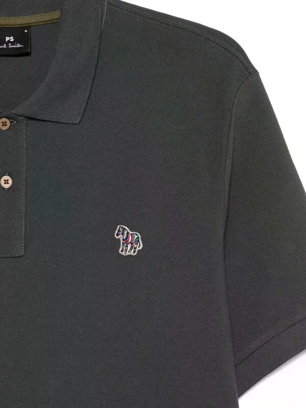 Paul Smith Zebra-patch Regular-fit Polo Shirt - Grey