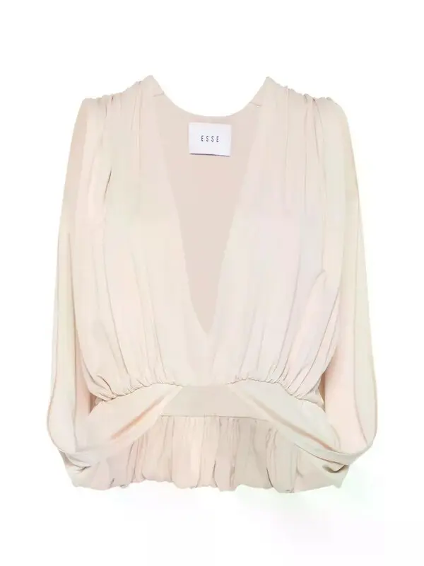 ESSE STUDIOS Solina V-neck Cape Top - Neutrals