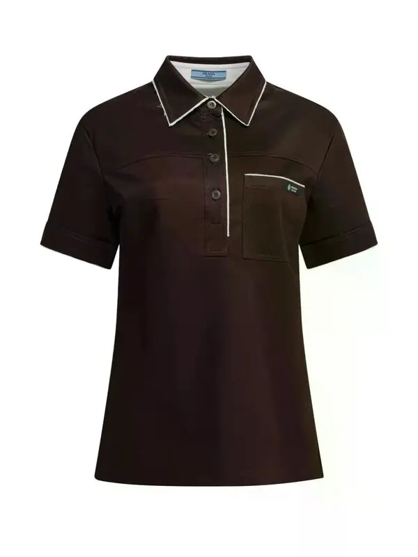 Prada Piped Polo Top - Brown
